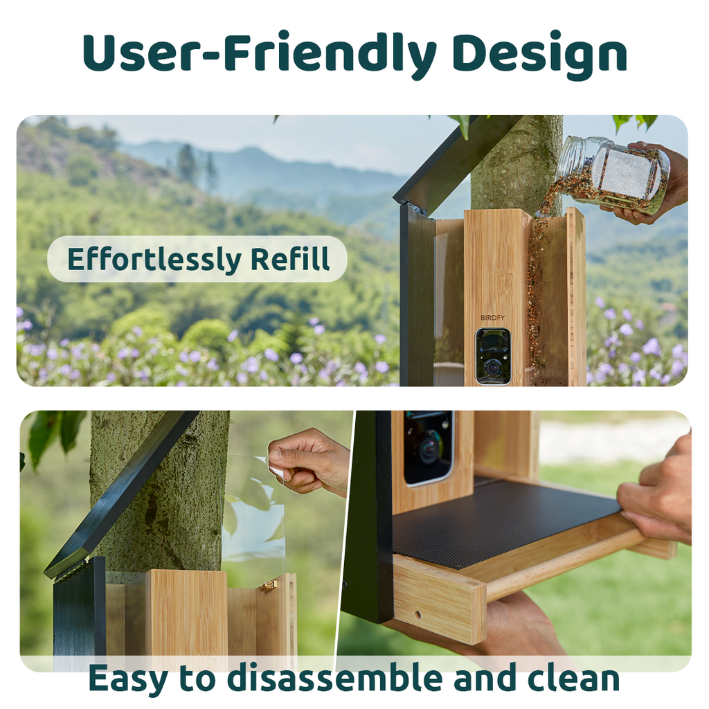 Birdfy Feeder Bamboo - Upgrade Smart Bird Feeder with Eco-friendly Mat